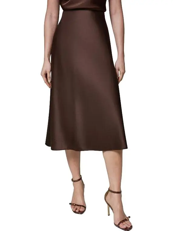 Donna Karan New York Bias Cut Satin Midi Skirt - Canyon