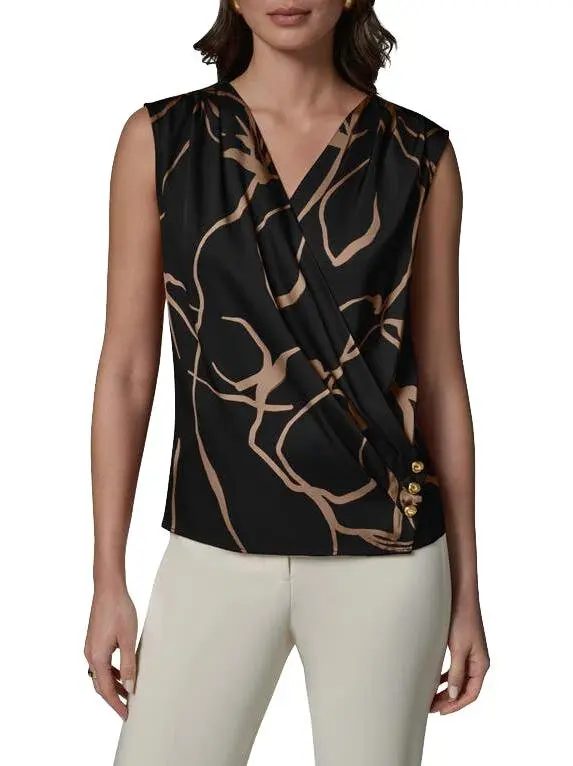 Donna Karan New York Faux Wrap Top - Blk/fawn