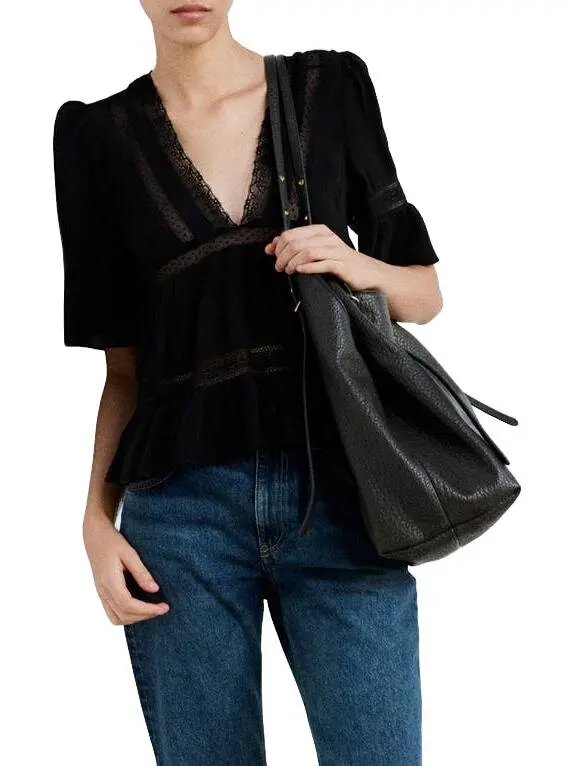 Mango Lou Lace Detailed Top - Black