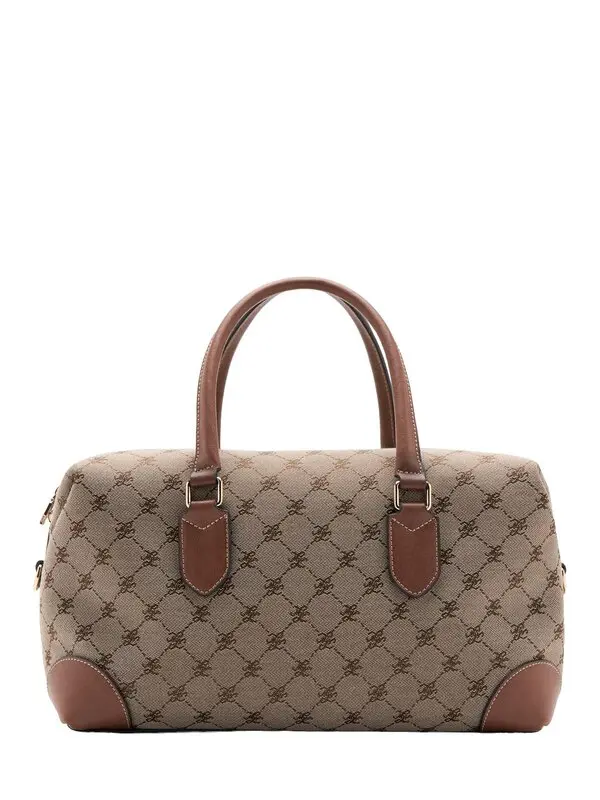Mango Logo Jacquard Bowling Bag - Leather