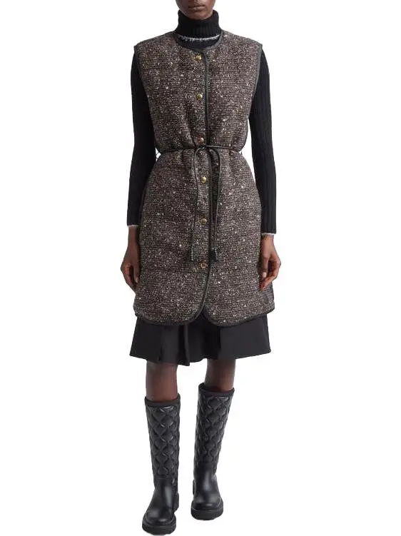 Moncler Figurative Wool Blend Tweed Vest - Black