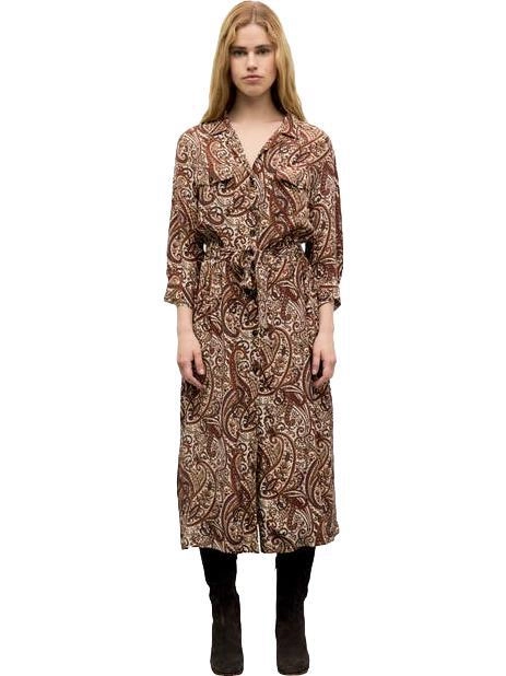 Gerard Darel Cyra 3/4 Sleeve Midi Shirt Dress - Caramel