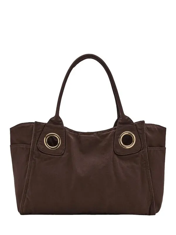 Mango Canvas Hobo Bag - Chocolate
