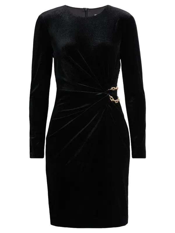 Eliza J Pleated Velvet Cocktail Dress - Black