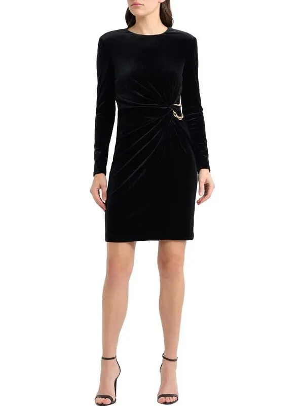 Eliza J Pleated Velvet Cocktail Dress - Black