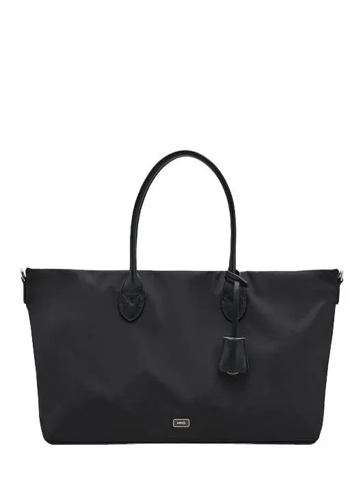 Mango Double Handle Shopper Bag - Black