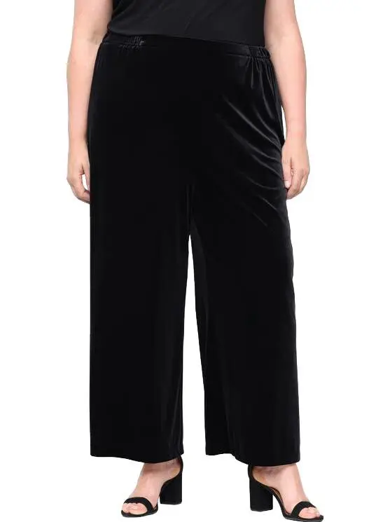 Alex Evenings Stretch Velvet Palazzo Pants - Black