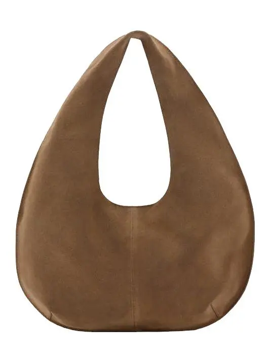 Mango Small Leather Hobo Bag - Medium Brown