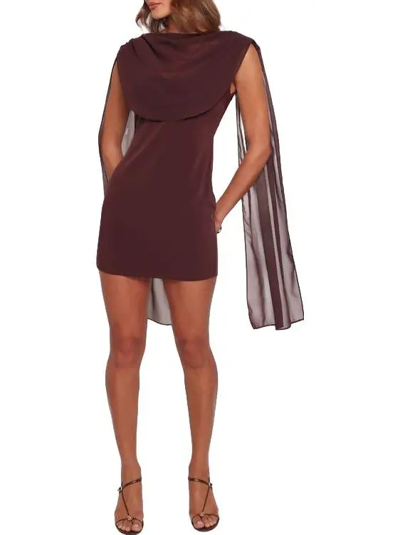 PETAL & PUP Klarissa Cowl Neck Minidress - Brown