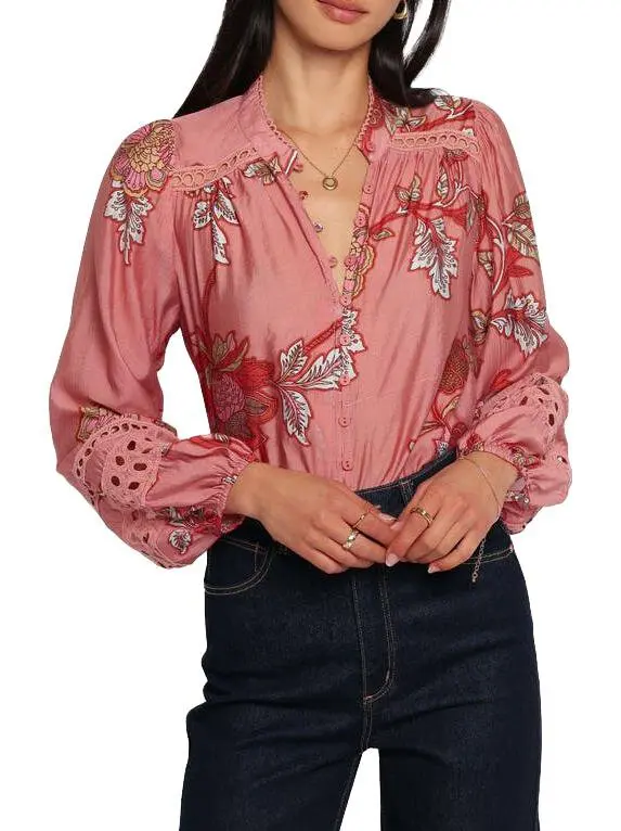 PETAL & PUP Eugenia Button-up Shirt - Pink Floral