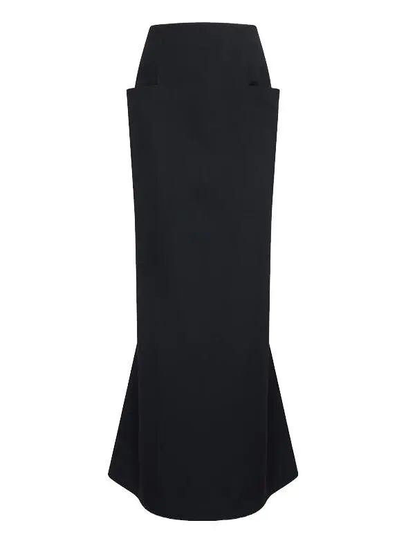 Alaïa Tailored Wool Column Maxi Skirt - Noir