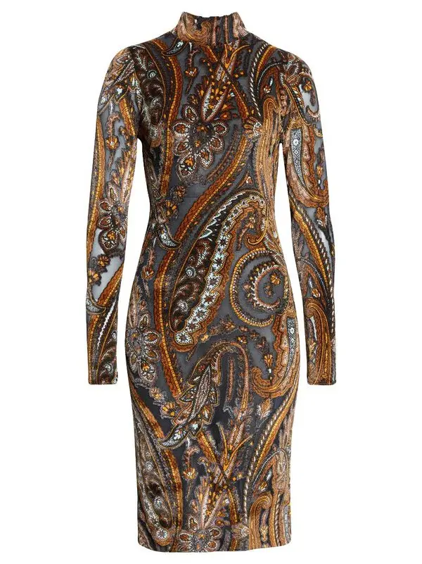 Etro Mock Neck Jersey Dress - Blue