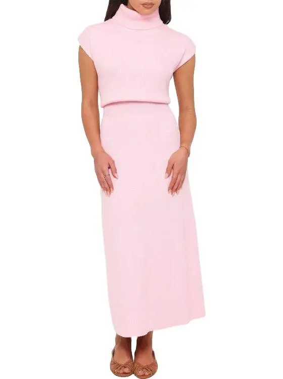 PETAL & PUP Avalon Turtleneck Midi Dress - Pink