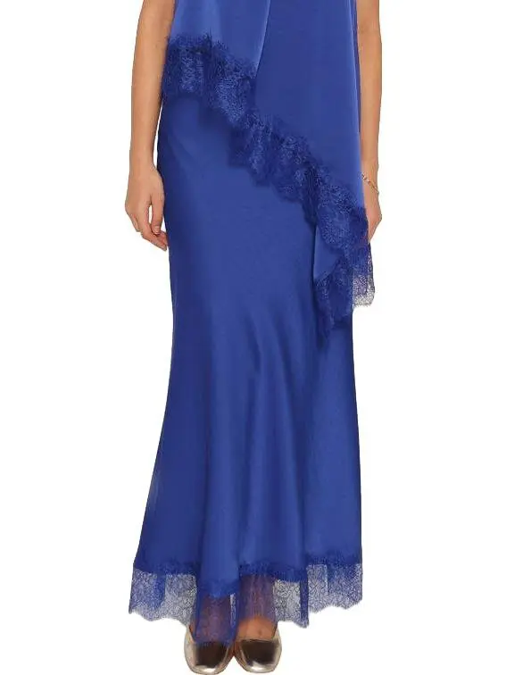 PETAL & PUP Zarni Lace Trim Maxi Skirt - Lapis Blue