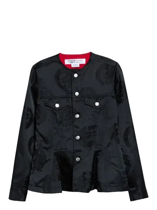 Comme Des Garçons Dragon Jacquard Peplum Jacket - Black
