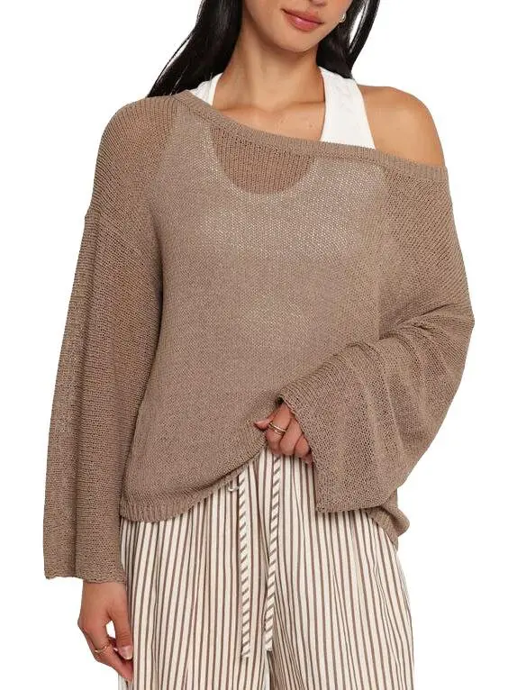 PETAL & PUP Florica Off Shoulder Sweater - Olive