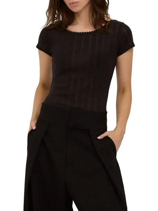 PROJECT SOCIAL T Arden Lace Trim T-shirt - Black