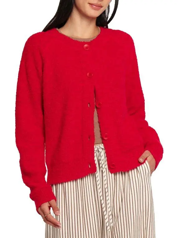 PETAL & PUP Finley Cropped Cardigan - Red