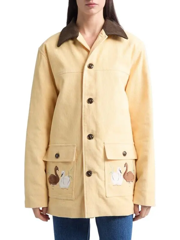 TANNER FLETCHER Porter Swan Embroidered Barn Jacket - Yellow