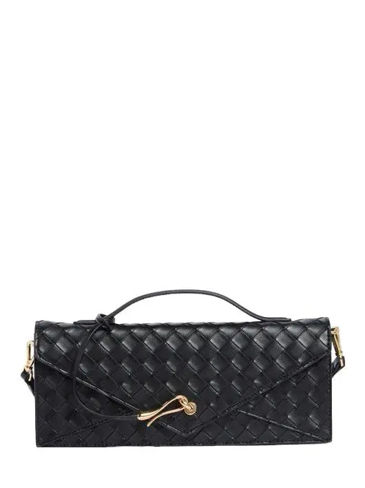 Jw Pei Celeste Woven Faux Leather Envelope Clutch - Black