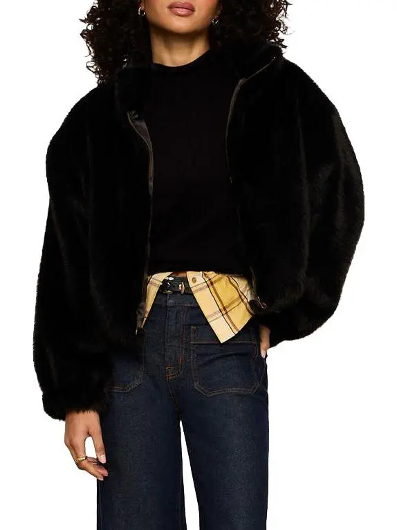 Sanctuary Everest Faux Fur Bomber Jacket - Black