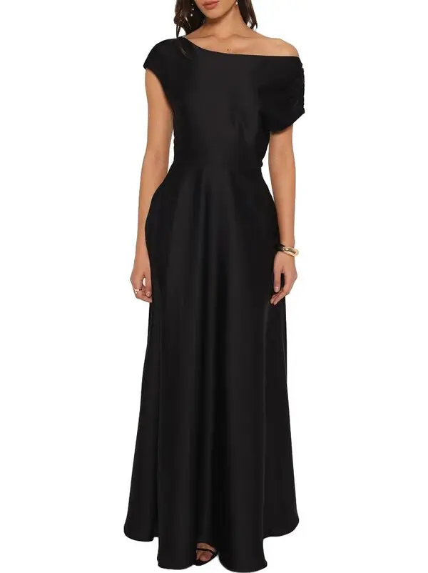 PETAL & PUP Alyce Asymmetrical Maxi Dress - Black