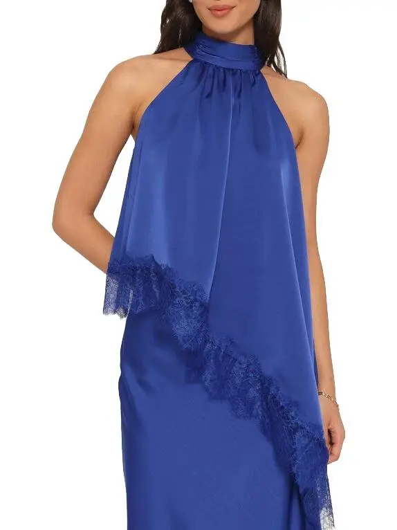 PETAL & PUP Zarni Lace Trim Halter Top - Lapis Blue
