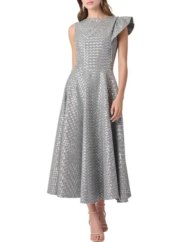 Shoshanna Sequin Embellished Wool Chapman Dress - Grey/silver