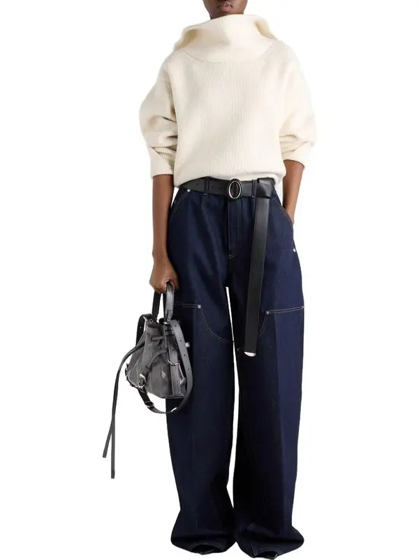 Givenchy Slashed Wool & Cashmere Blend Turtleneck Sweater - Ivory