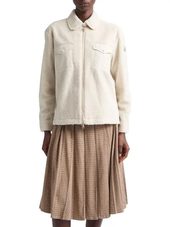 Moncler High Pile Fleece Zip-up Overshirt - Beige