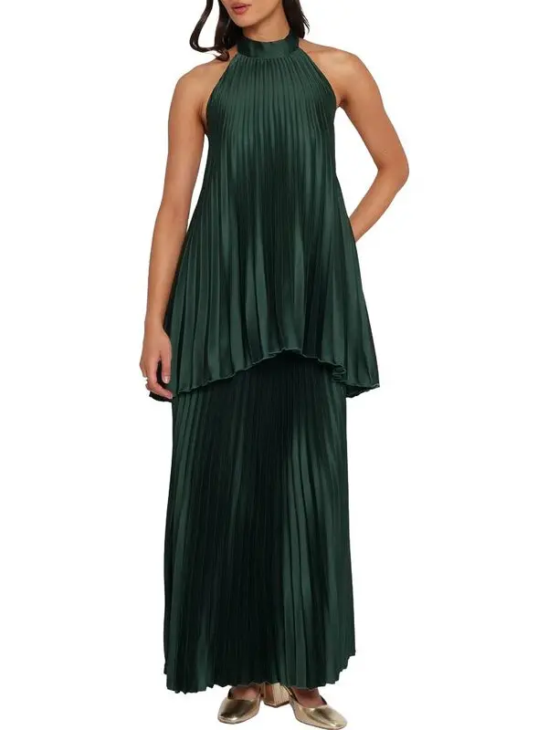 PETAL & PUP Darina Pleated Skirt Set - Olive