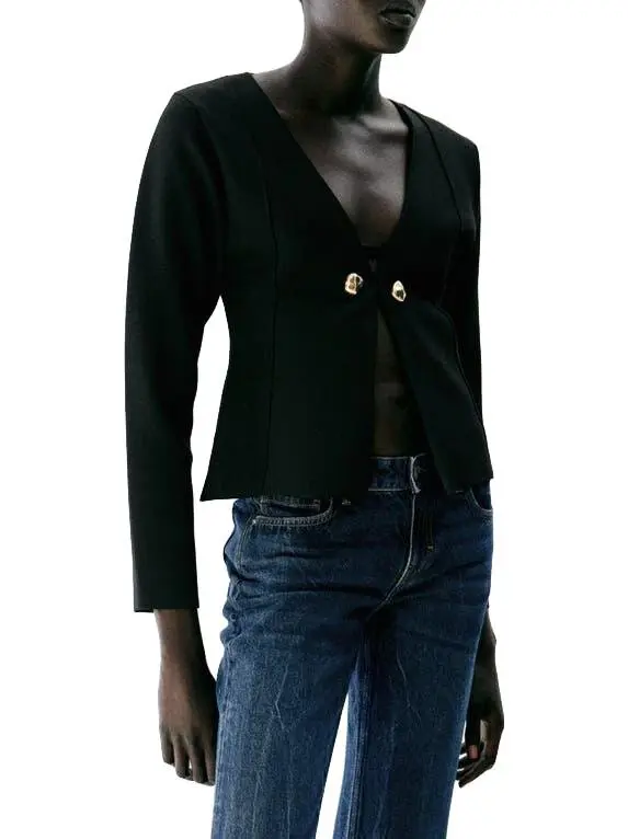 Mango Apollo V-neck Knit Jacket - Black