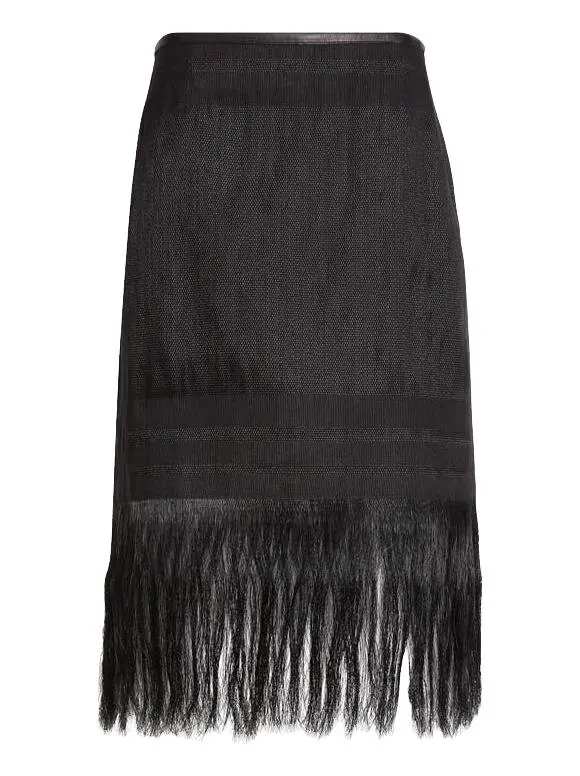 Akris Horsehair Fringe Pencil Skirt - Black
