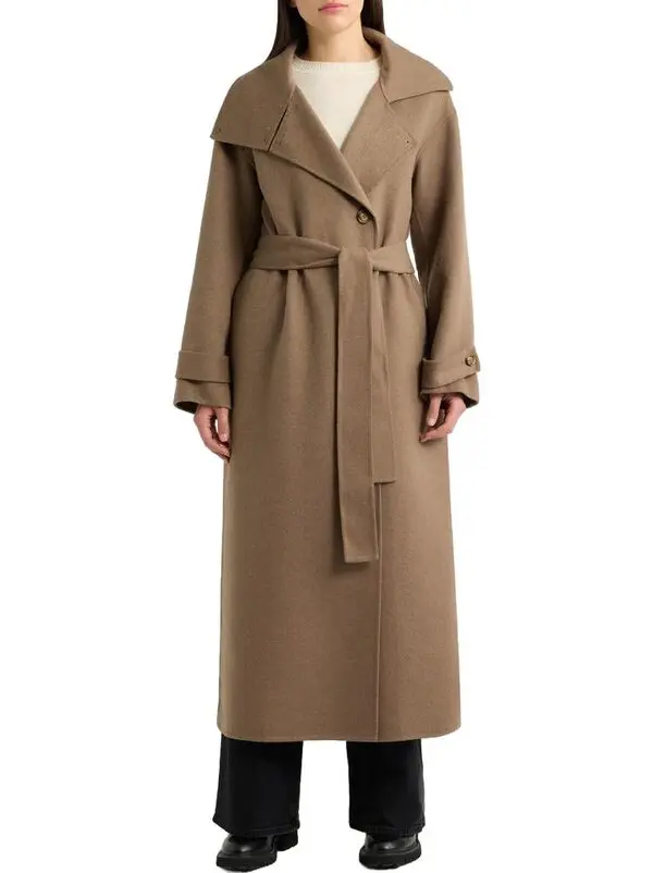 Bernardo Double Face Belted Coat - Pine Bark