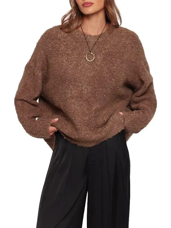PETAL & PUP Freida Boucle Knit Sweater - Brown