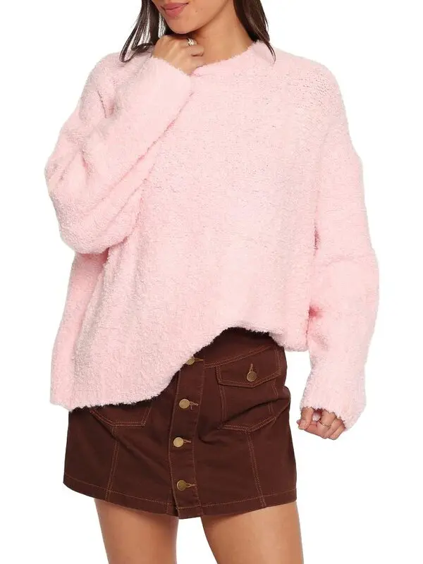 PETAL & PUP Freida Boucle Knit Sweater - Pink