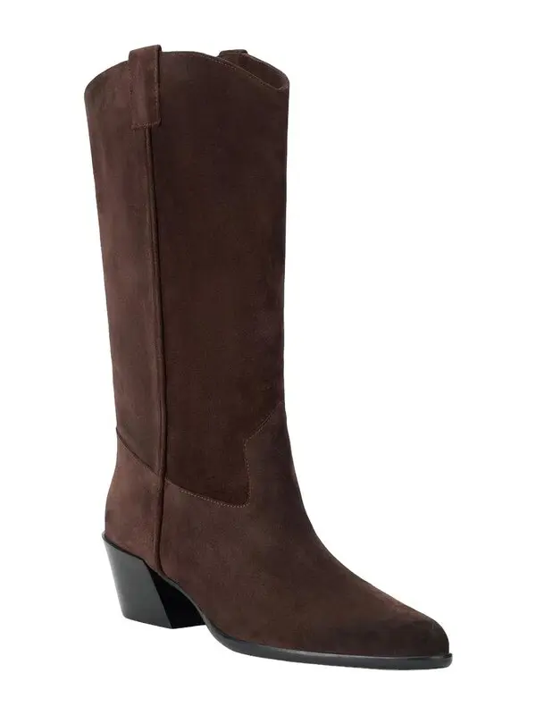 Staud Monty Leather Western Boot - Espresso