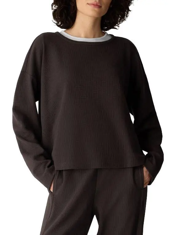 Eileen Fisher Organic Cotton & Tencel Lyocell Box Top - Coffee