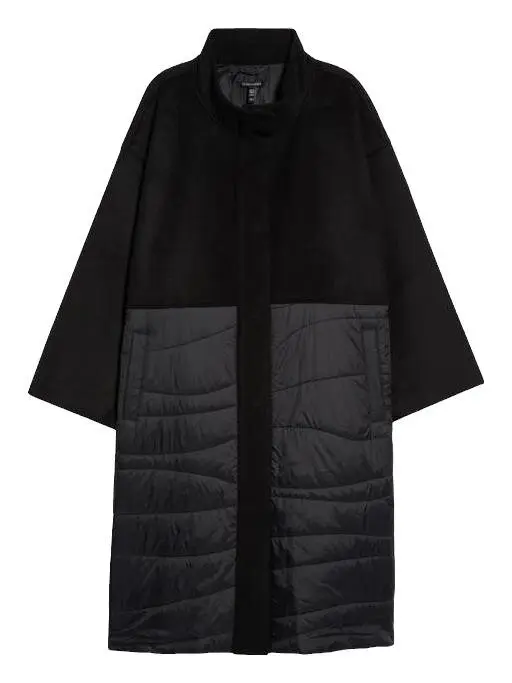 Eileen Fisher Stand Collar Recycled Nylon Coat - Black