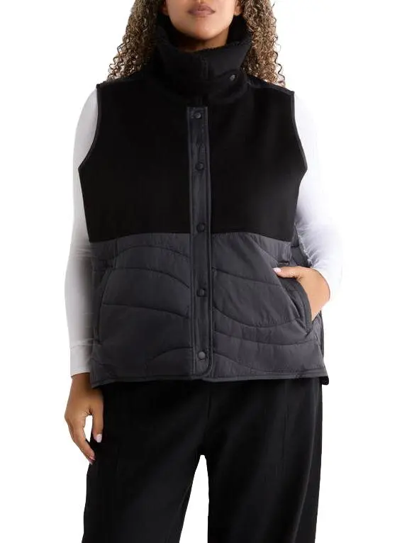 Eileen Fisher Quilted Recycled Nylon Vest - Black