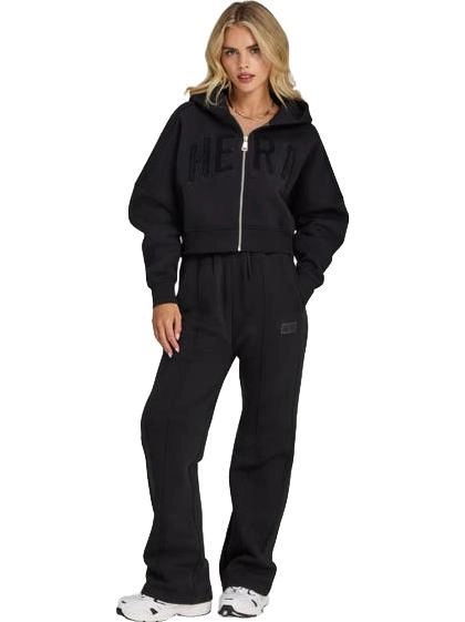 HERA 365 Long Sleeve Cropped Zip Hoodie - Black