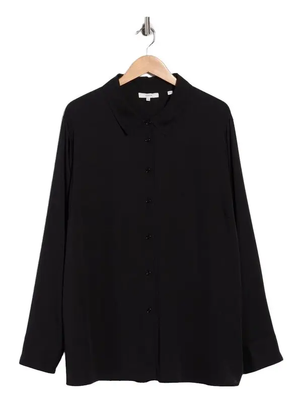 Vince Stretch Silk Slim Blouse - Black