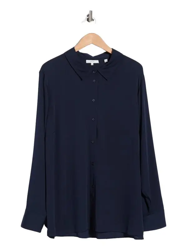 Vince Stretch Silk Slim Blouse - Costal