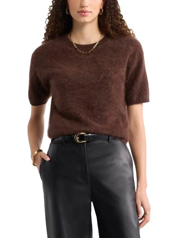 Nordstrom Brushed Cashmere Sweater Tee - Brown Mole