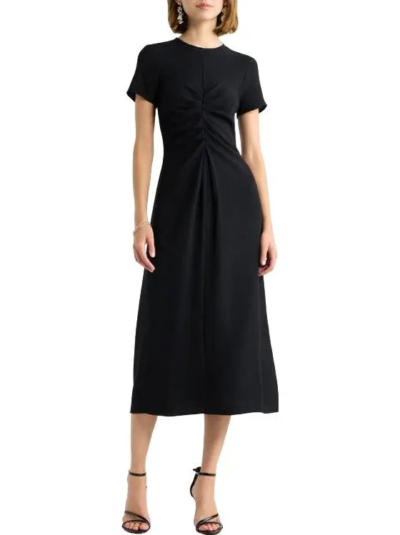 Chelsea28 Ruched Front Midi Dress - Black
