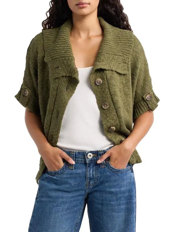 BDG URBAN OUTFITTERS Batwing Peacoat Cardigan - Khaki