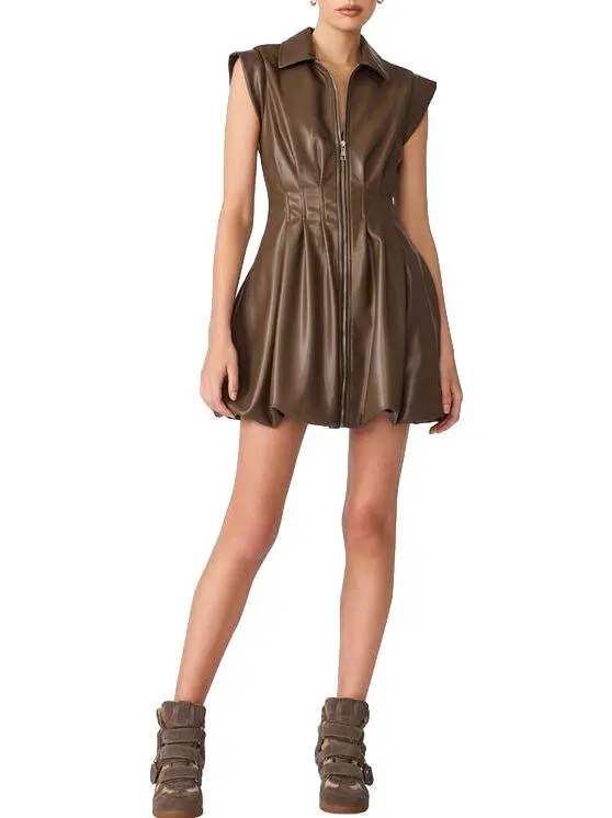Steve Madden Dyanne Faux Leather Minidress - Coco