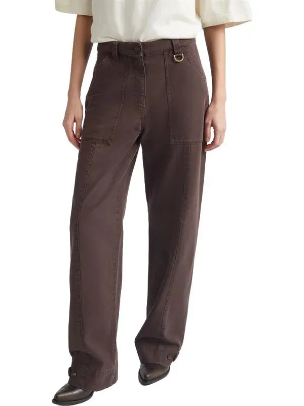 GOLDEN GOOSE Journey Wide Leg Workwear Pants - Mole