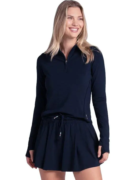 Lucky In Love Womens' Pima 1/4 Zip Top - Navy