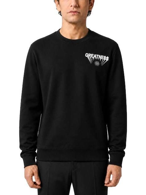 Philipp Plein Fleece Round Neck Sweatshirt Greatness - Black